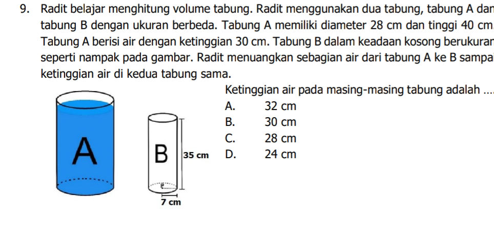 9. Radit belajar menghitung volume tabung. | StudyX