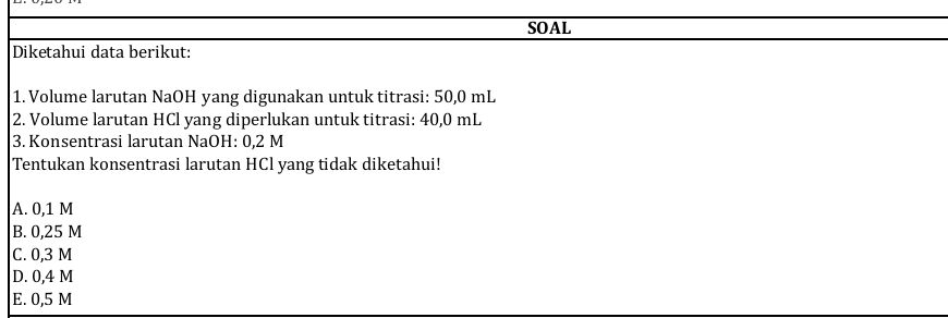 Diketahui data berikut: 1. Volume larutan | StudyX