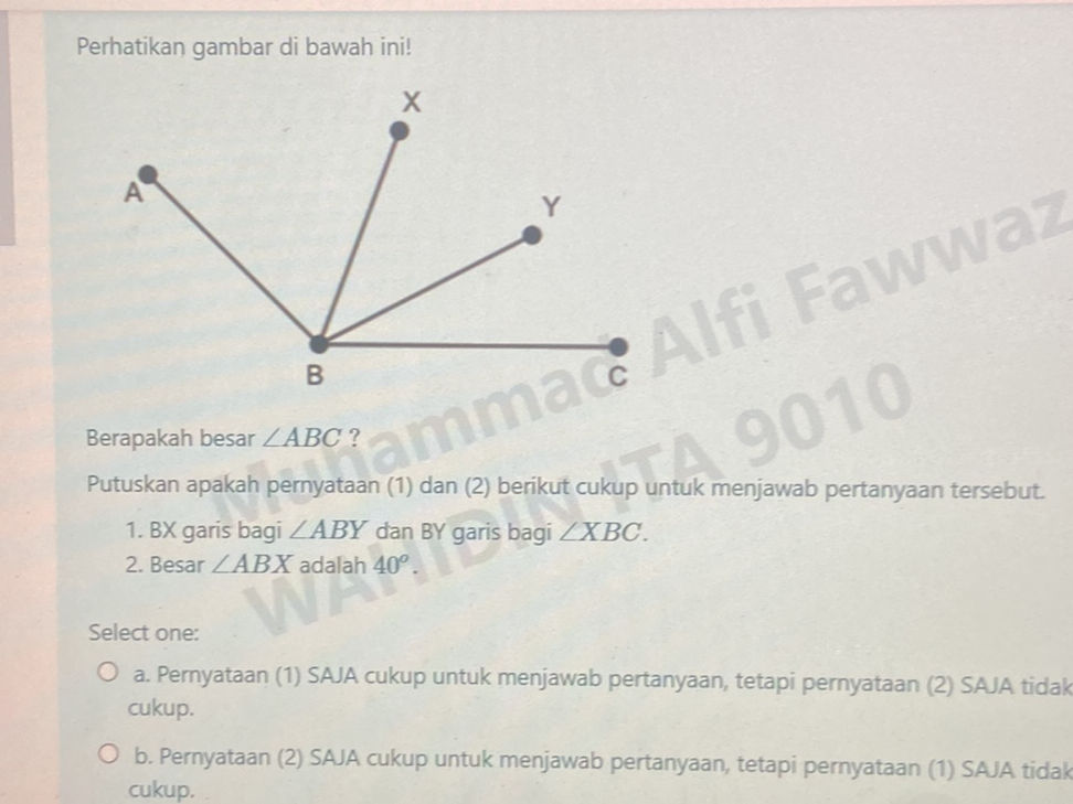 Perhatikan gambar di bawah ini! ``` A | | StudyX