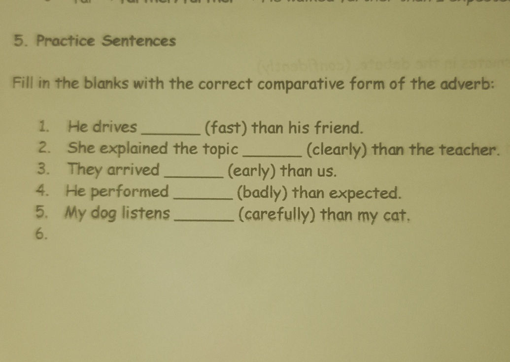 5. Practice Sentences Fill in the blanks | StudyX