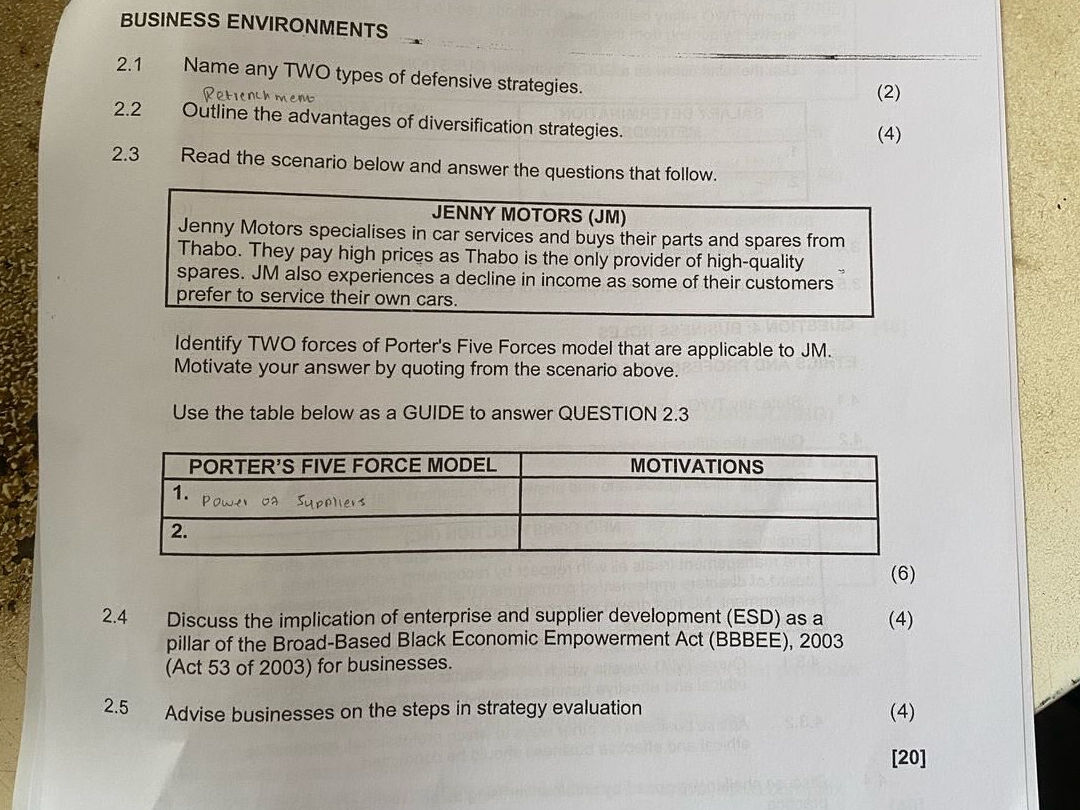 2.1 Name any TWO types of defensive | StudyX