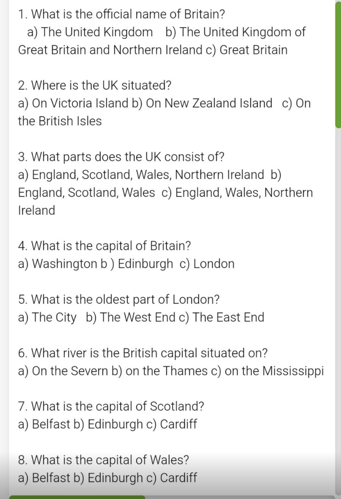 1. What is the official name of Britain? a) | StudyX