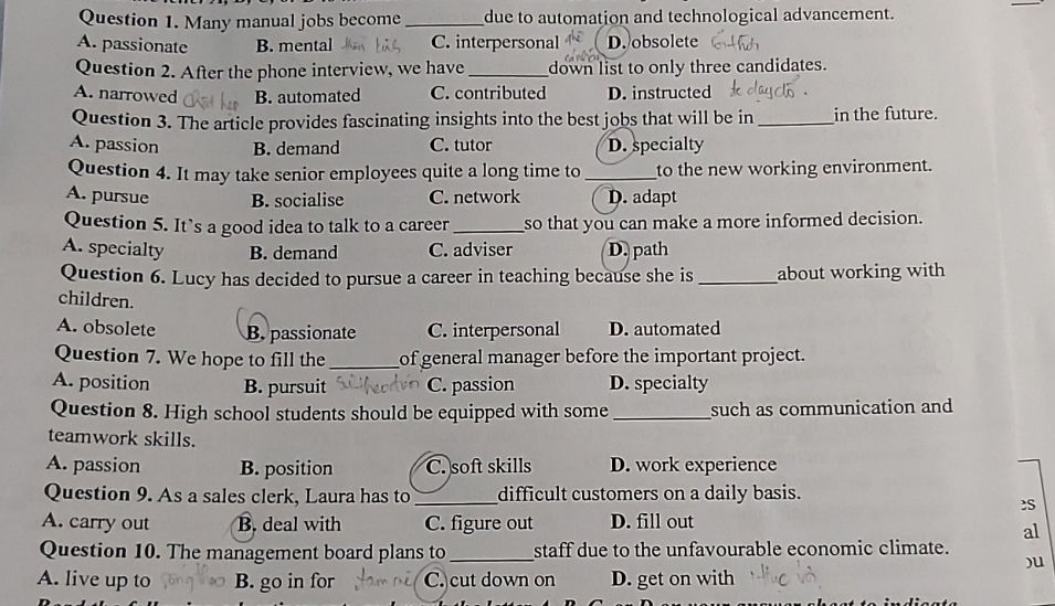 Question 1. Many manual jobs become ____ due | StudyX