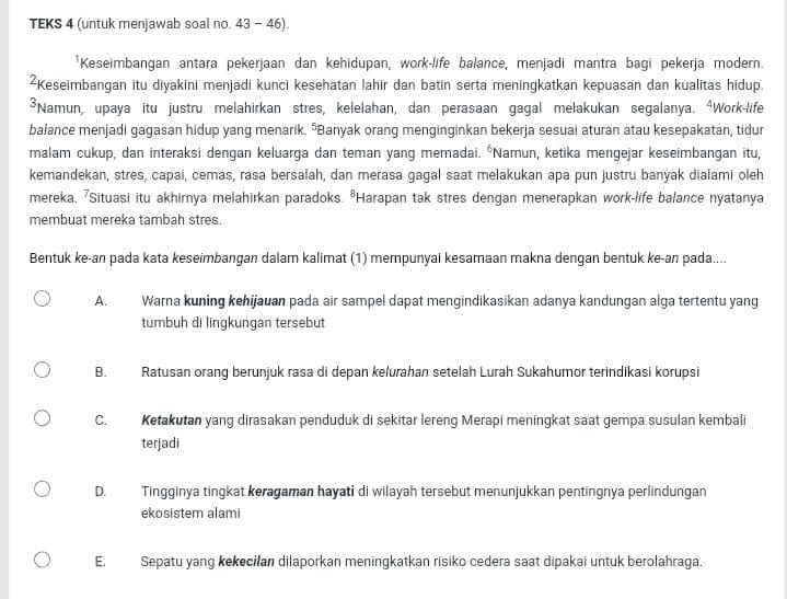 TEKS 4 (untuk menjawab soal no. 43 - 46). | StudyX