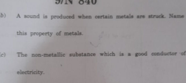 (b) A sound is produced when certain metals | StudyX