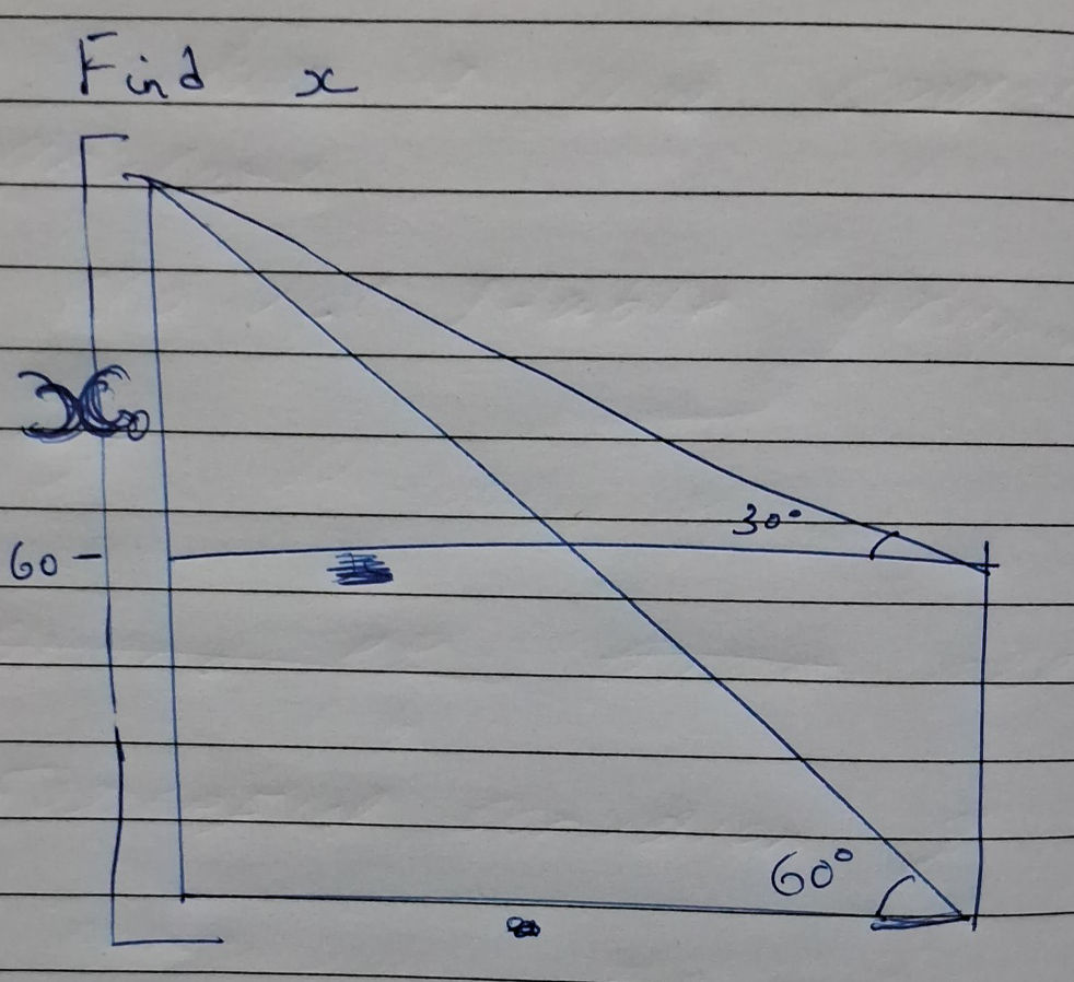 Find x Diagram of a right triangle with the | StudyX