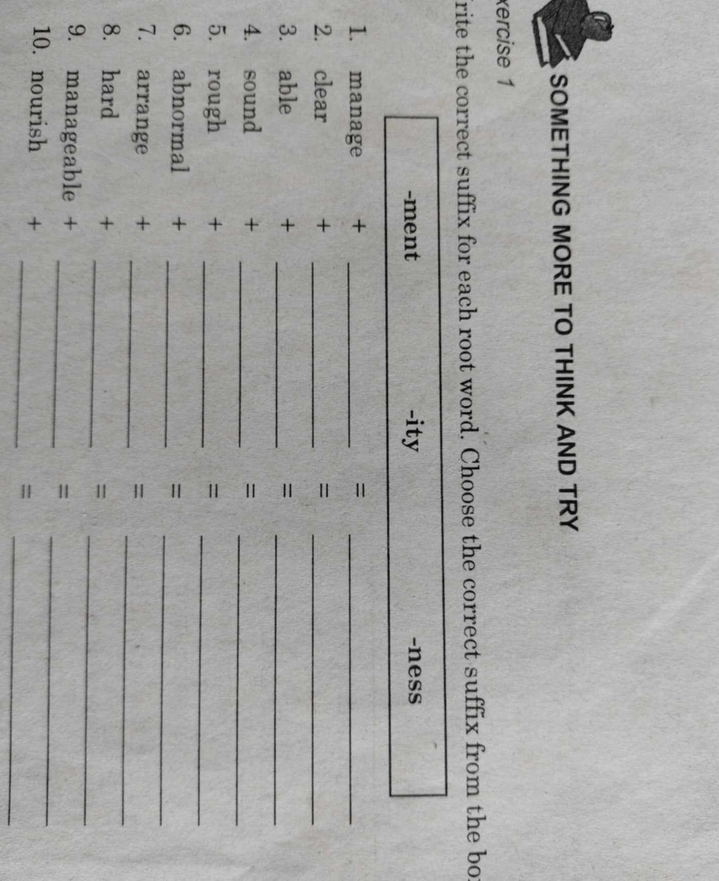 Exercise 1 Write the correct suffix for each | StudyX