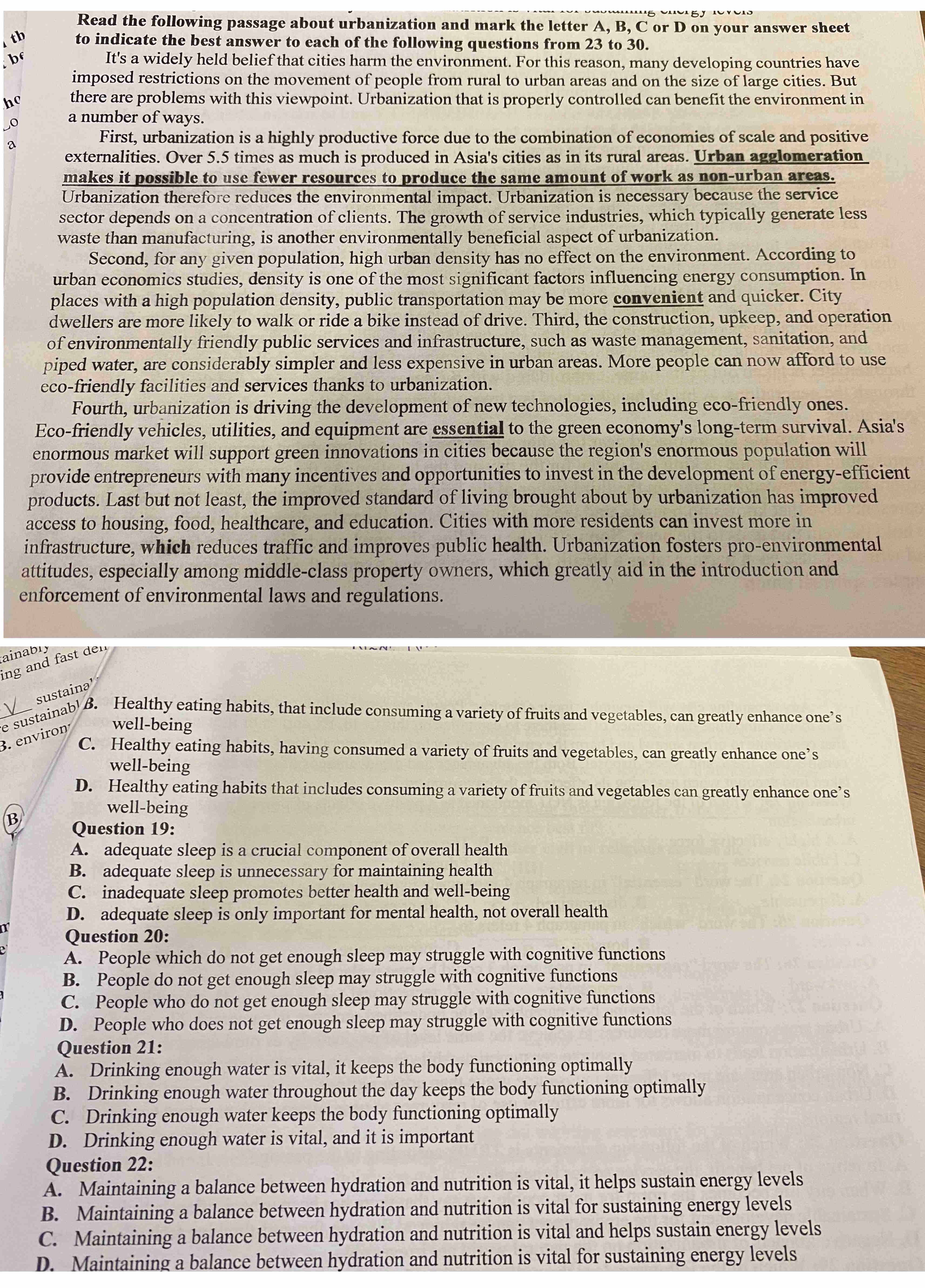 B. Healthy eating habits, that include | StudyX