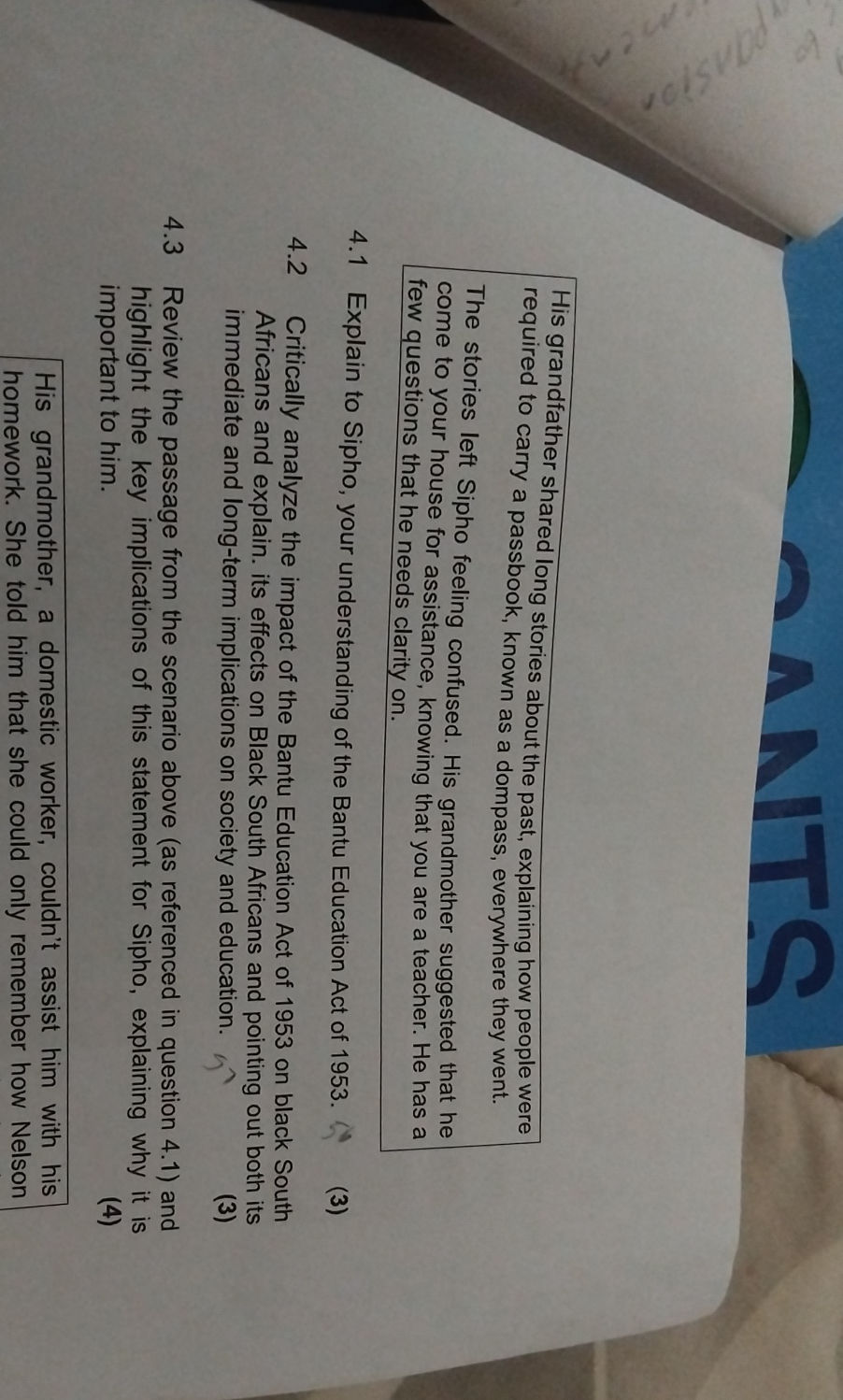 His grandfather shared long stories about | StudyX