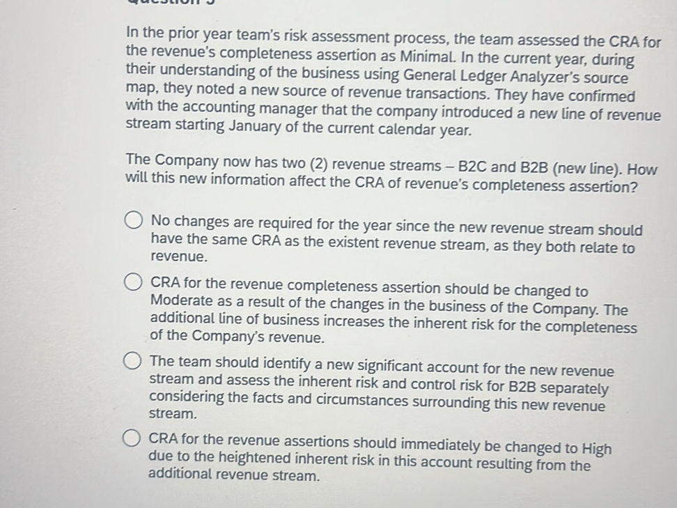 In the prior year team's risk assessment | StudyX