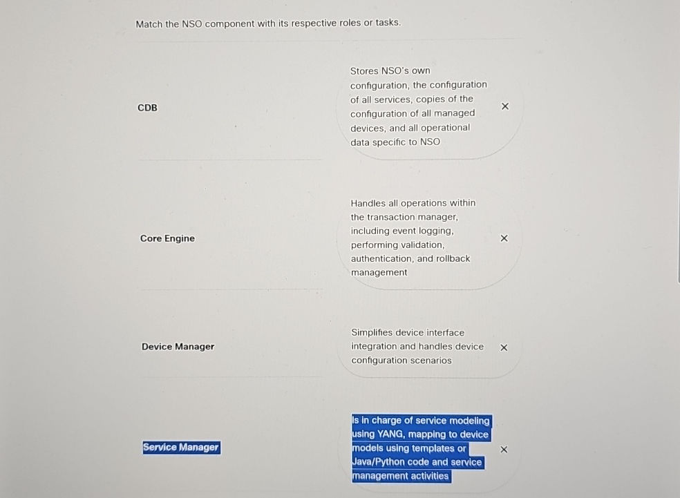 Match the NSO component with its respective | StudyX