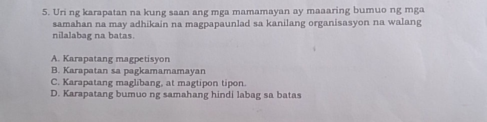 Uri ng karapatan na kung saan ang mga