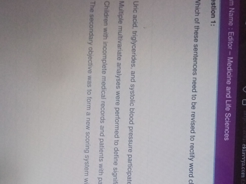 Question 1: Which of these sentences need to | StudyX