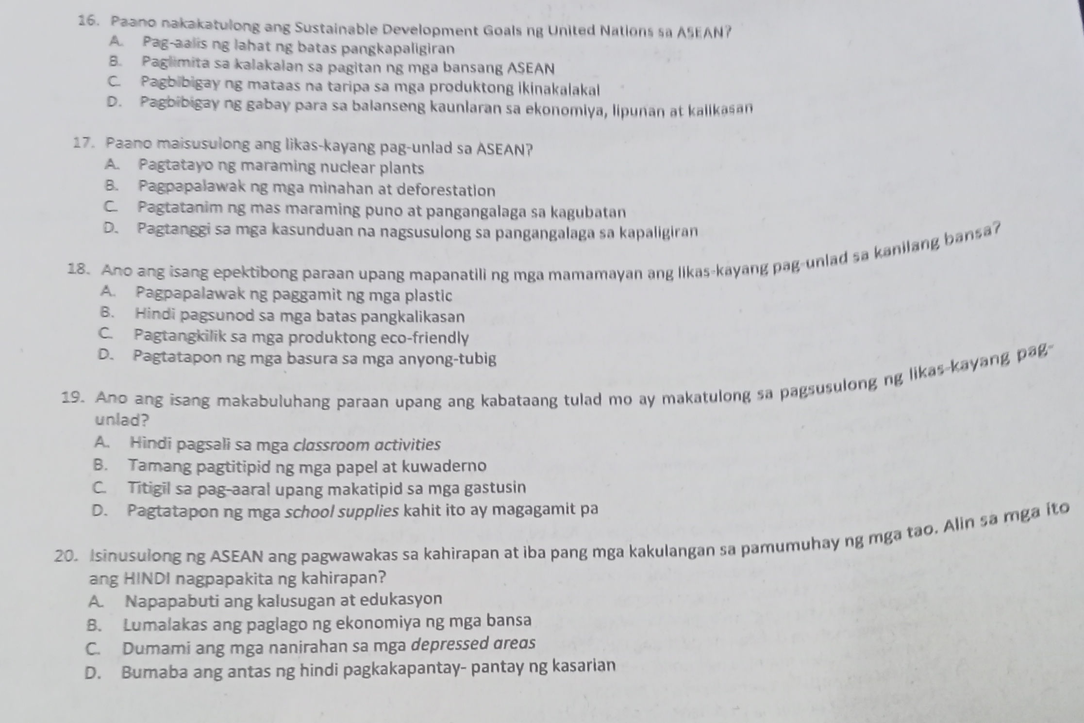 16. Paano nakakatulong ang Sustainable | StudyX
