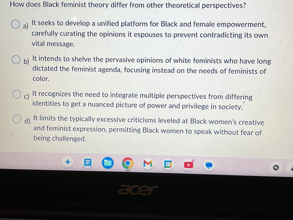 How does Black feminist theory differ from | StudyX