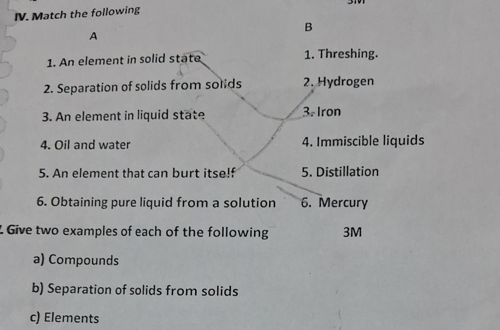 IV. Match the following A 1. An element in | StudyX