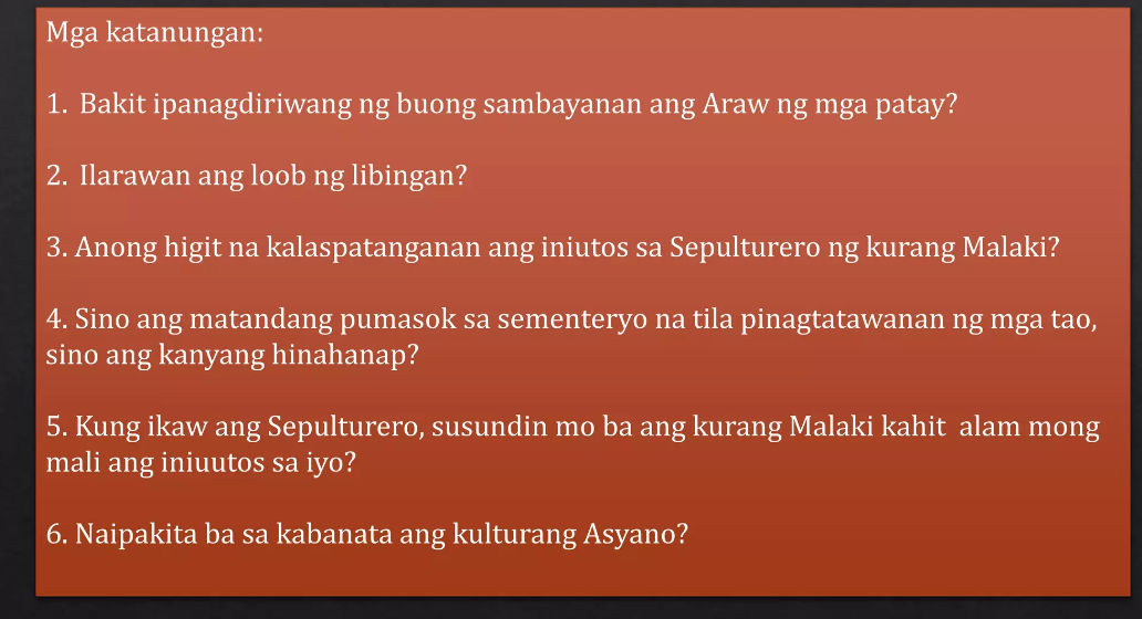 Mga katanungan: 1. Bakit ipanagdiriwang ng | StudyX