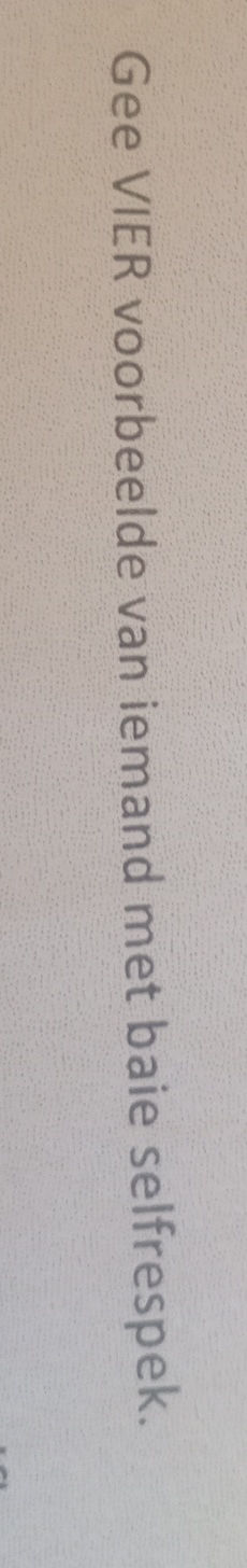 Gee VIER voorbeelde van iemand met baie | StudyX