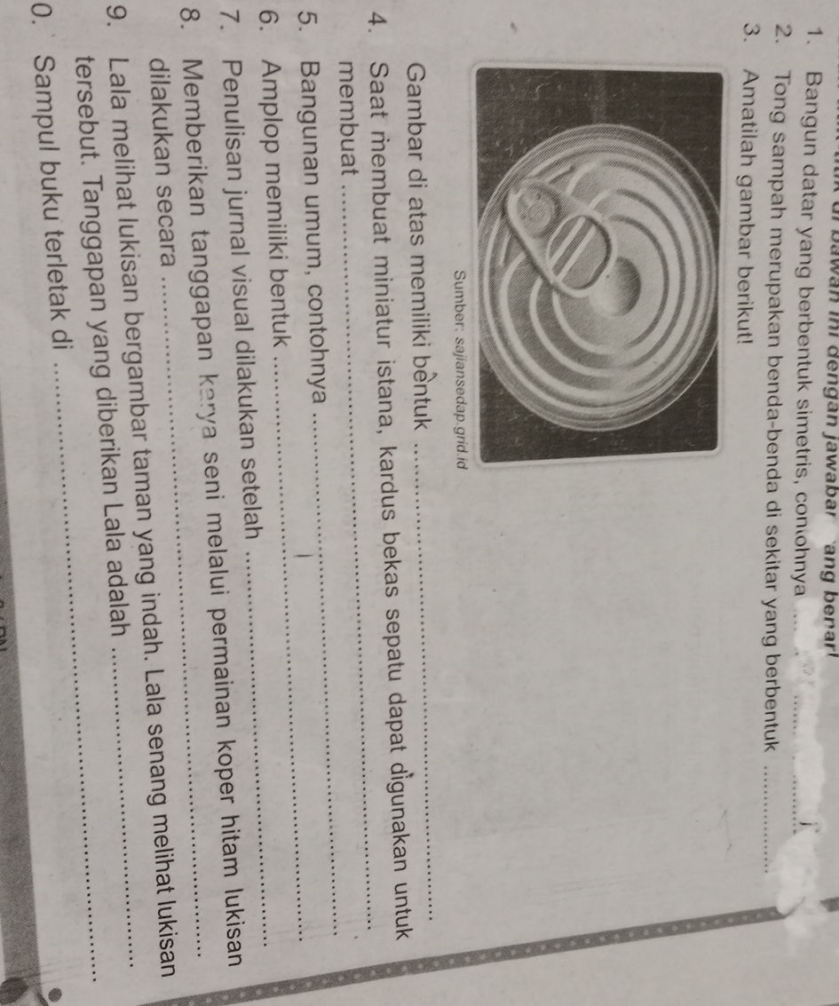 1. Bangun datar yang berbentuk simetris, | StudyX