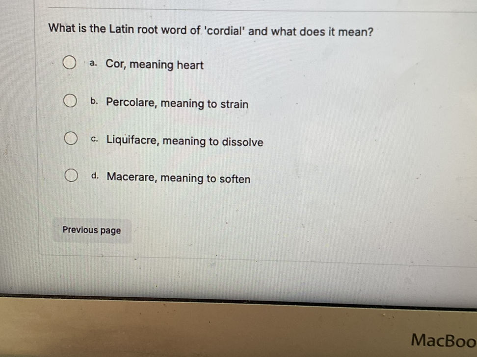 What is the Latin root word of 'cordial' and | StudyX