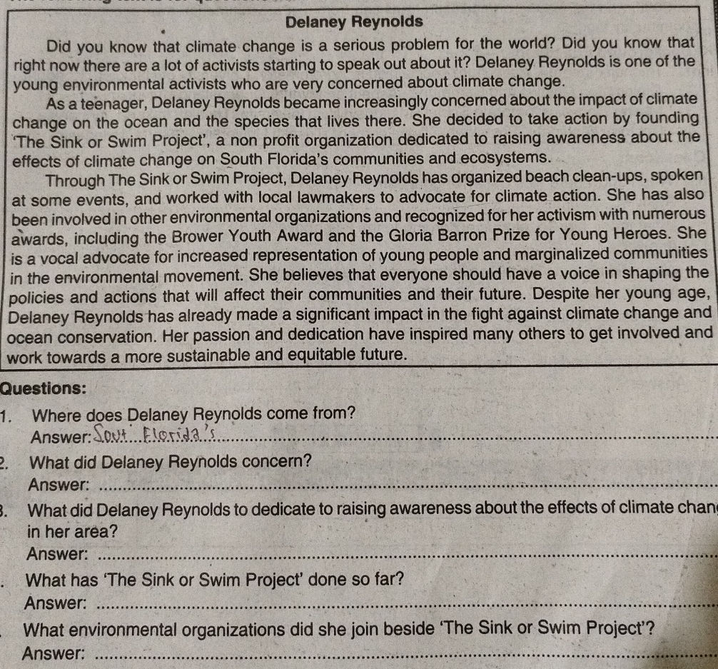 Delaney Reynolds Did you know that climate | StudyX