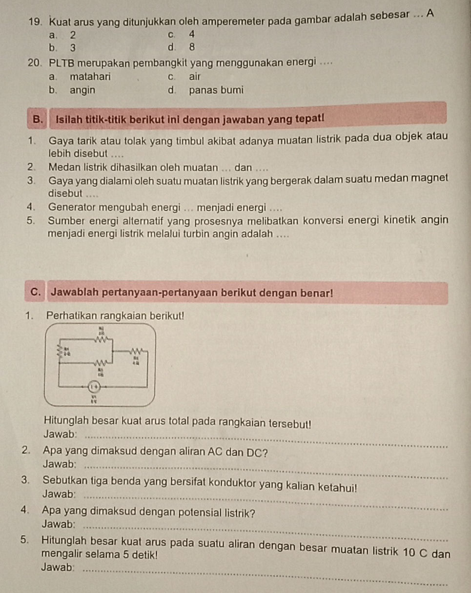 19. Kuat arus yang ditunjukkan oleh | StudyX