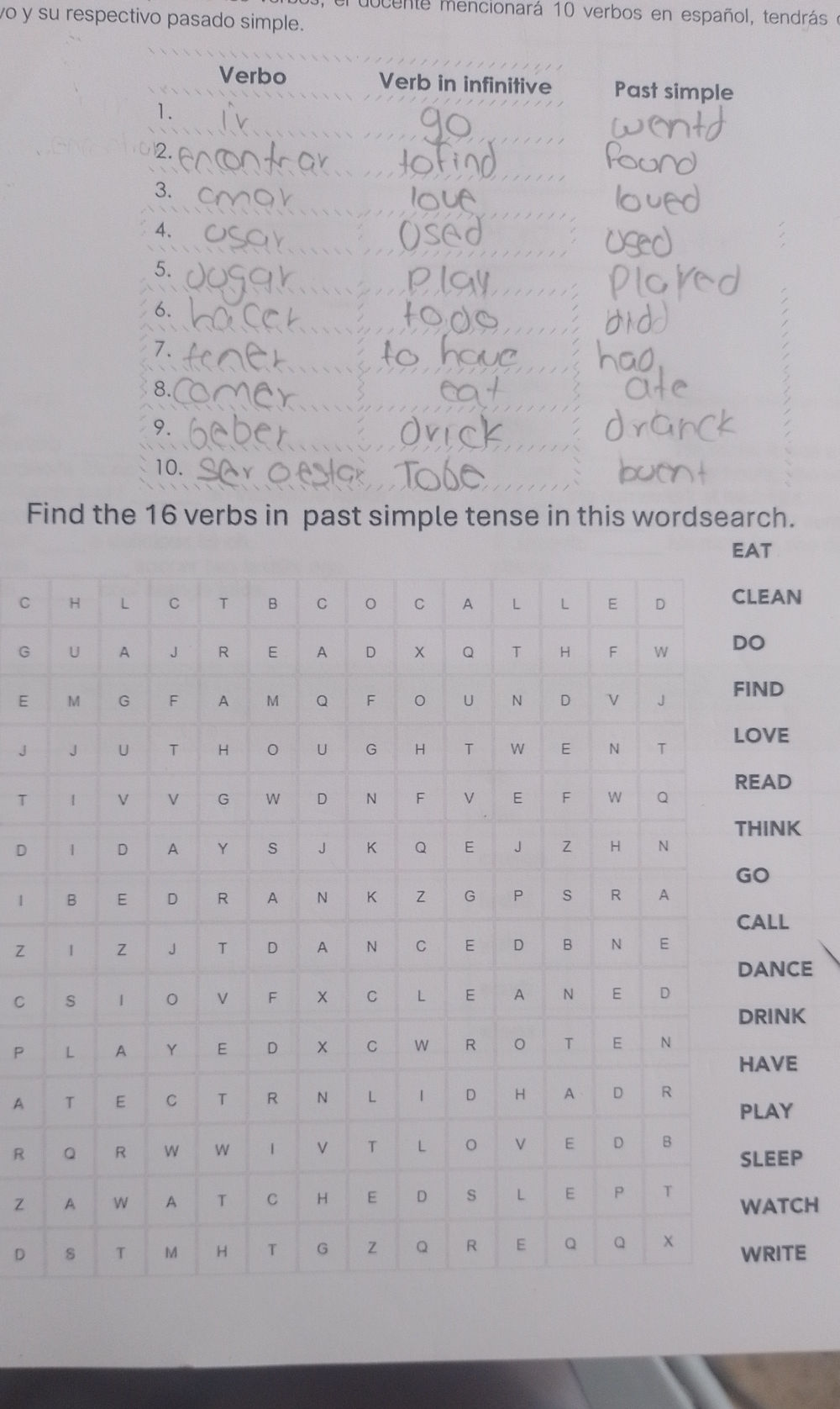 Find the 16 verbs in past simple tense in | StudyX