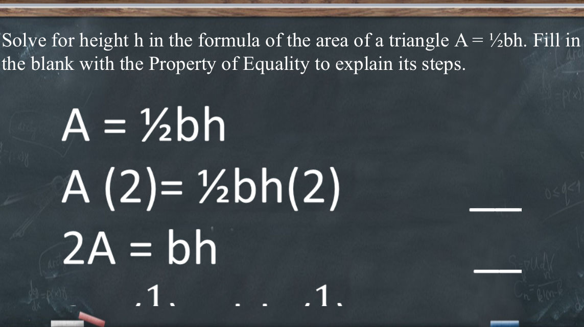Solve for height h in the formula of the | StudyX