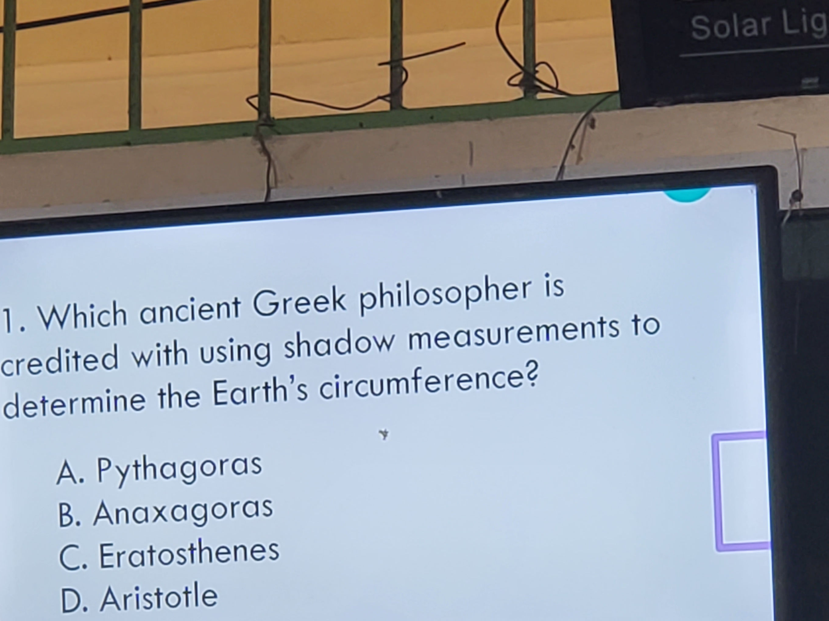 1. Which ancient Greek philosopher is | StudyX
