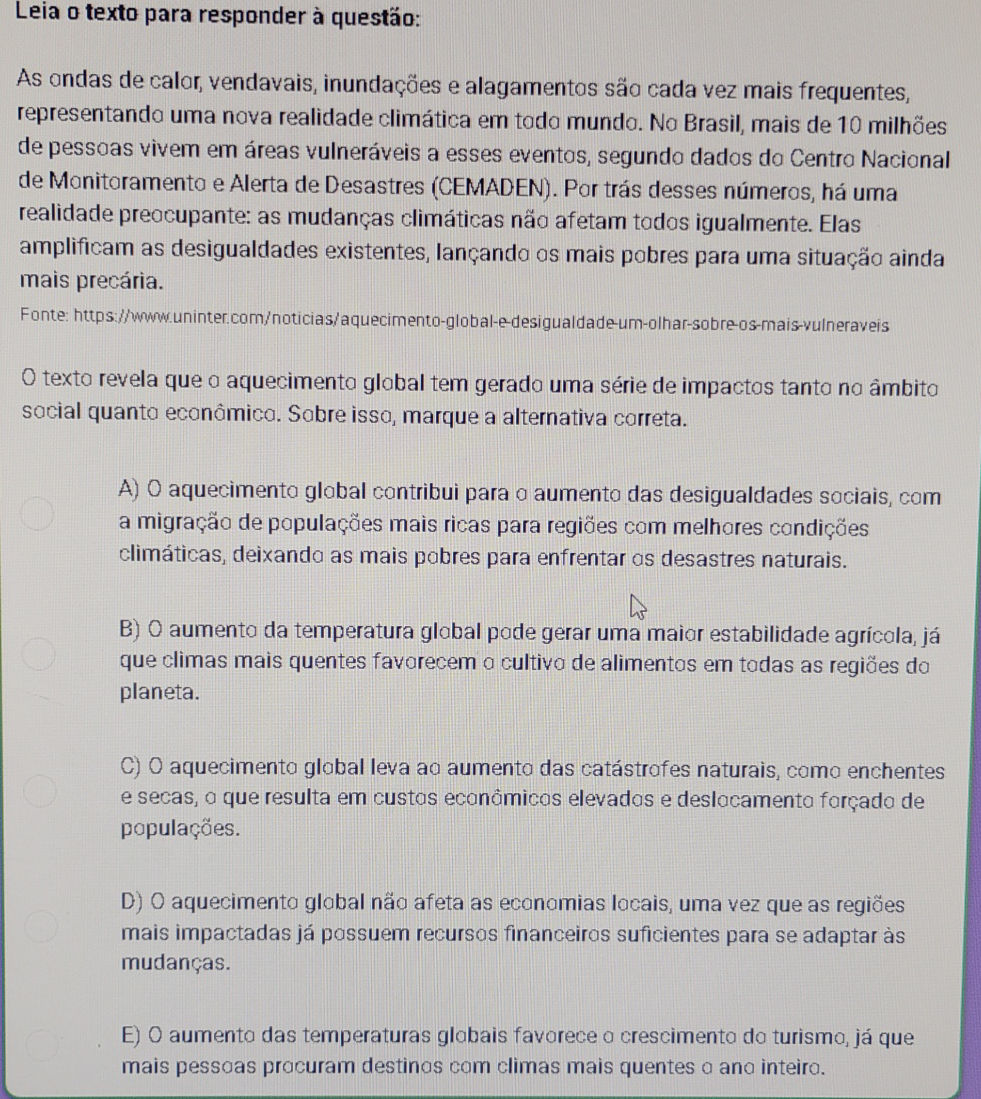 Leia o texto para responder à questão: As | StudyX