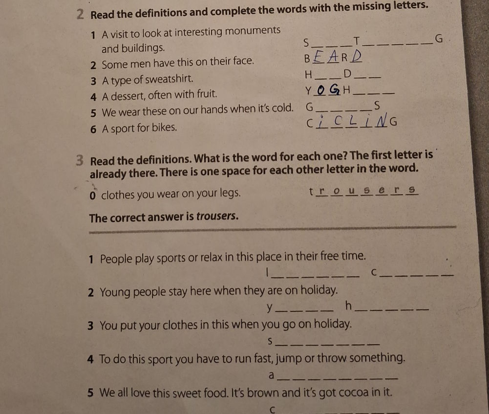 2 Read the definitions and complete the | StudyX