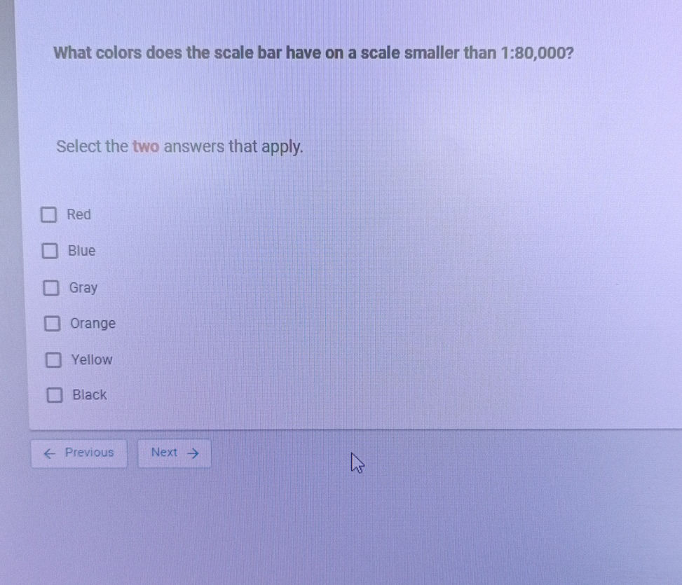 What colors does the scale bar have on a