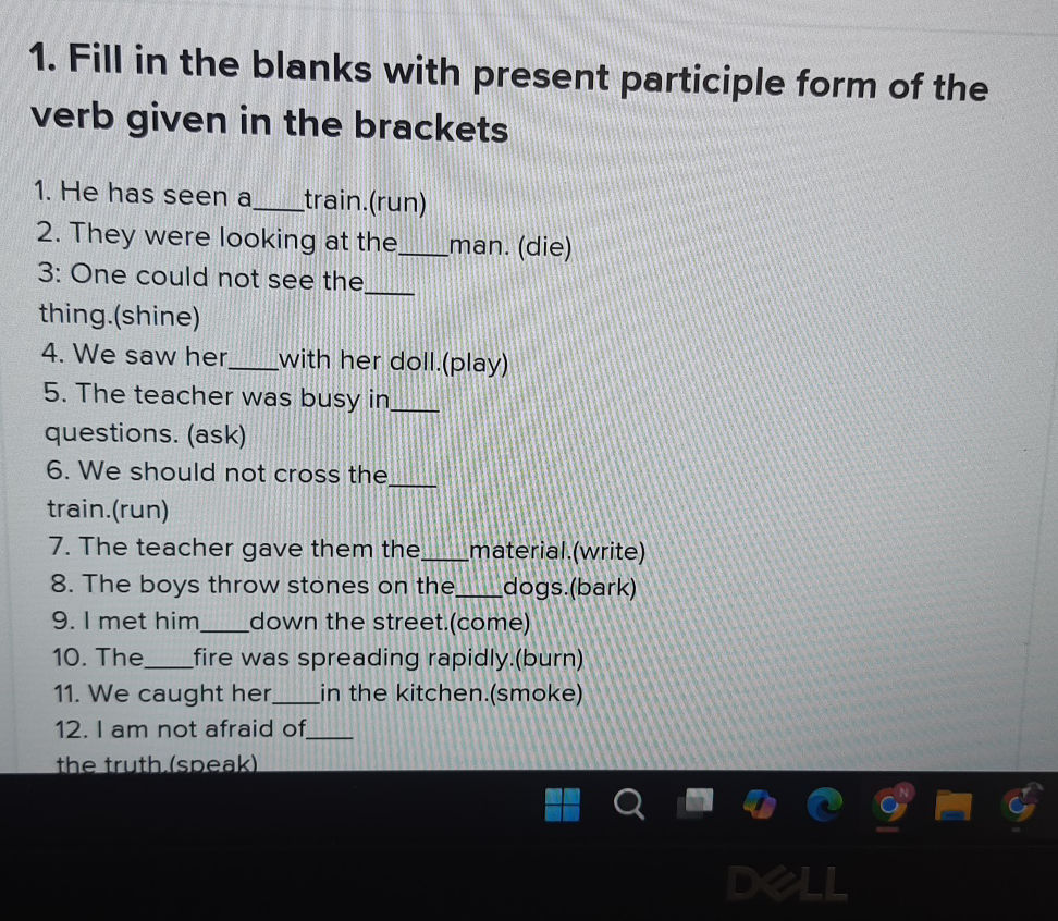 1. Fill in the blanks with present | StudyX