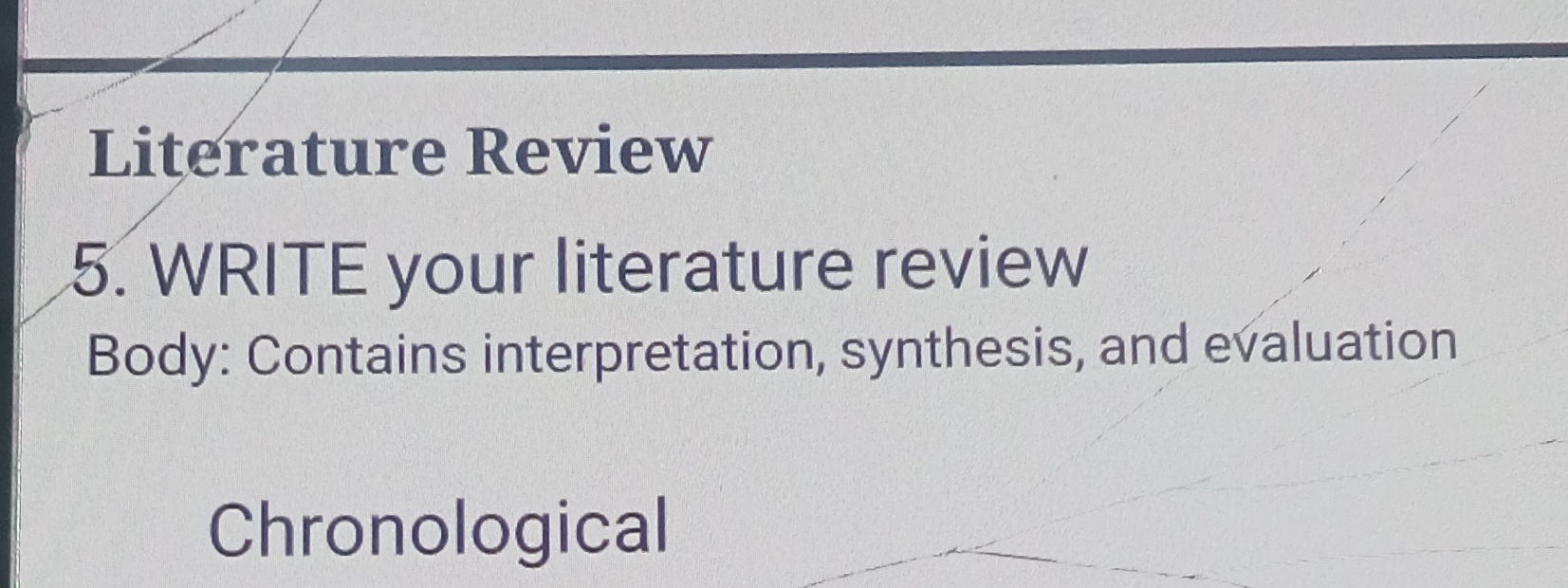 Literature Review 5. WRITE your literature | StudyX