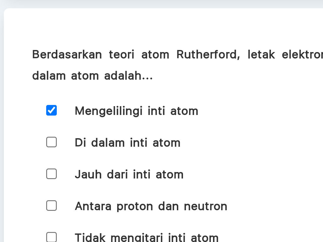 Berdasarkan teori atom Rutherford, letak | StudyX