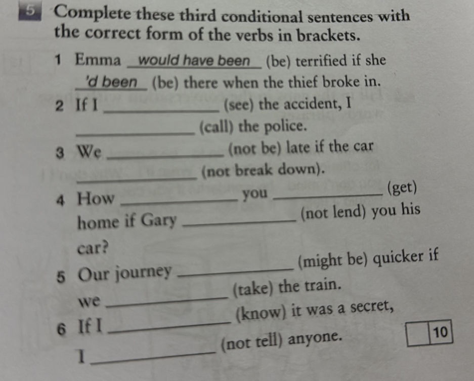 Complete these third conditional sentences | StudyX