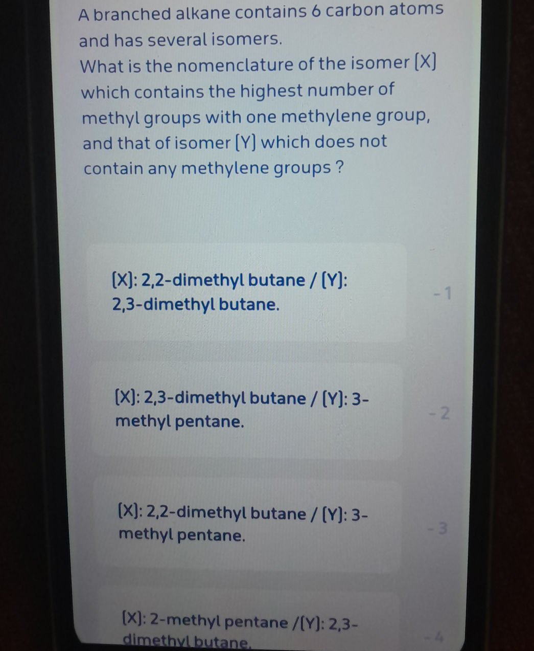 A branched alkane contains 6 carbon atoms | StudyX
