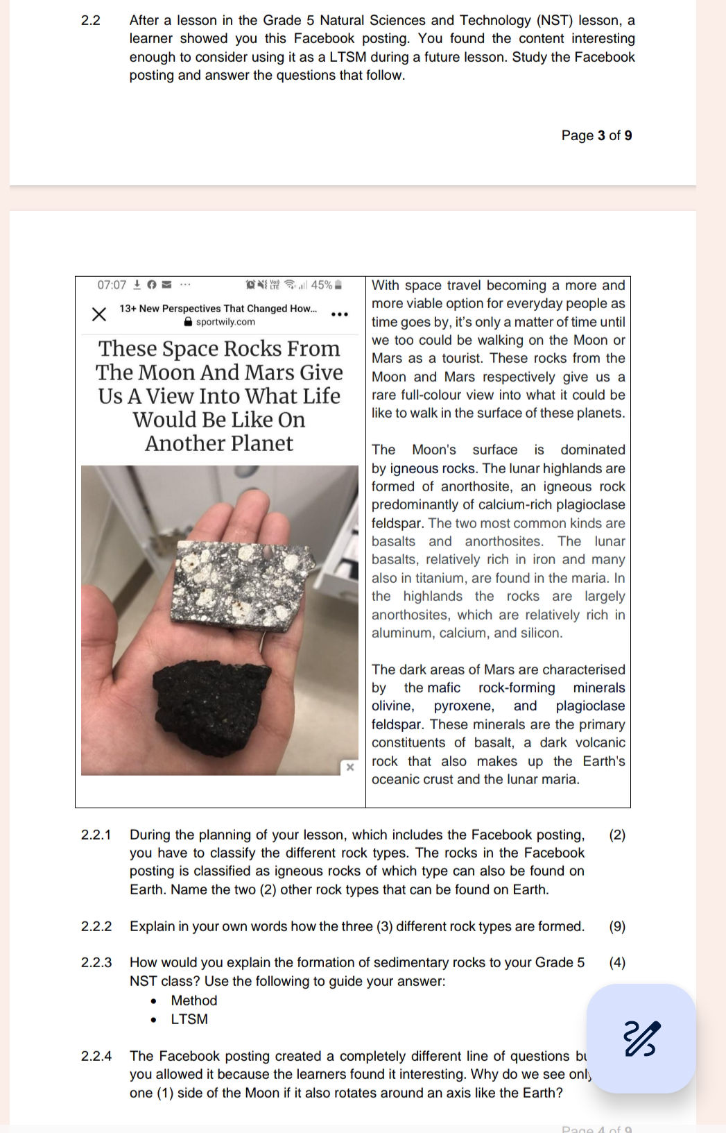 2.2 After a lesson in the Grade 5 Natural | StudyX
