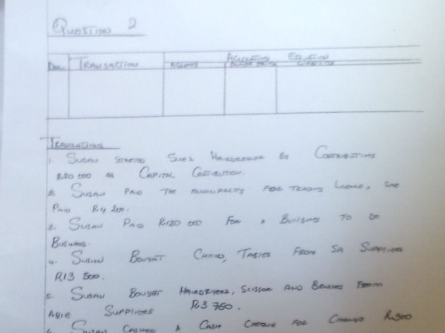 Question 2 | Do | TRANSACTION | | | | | StudyX