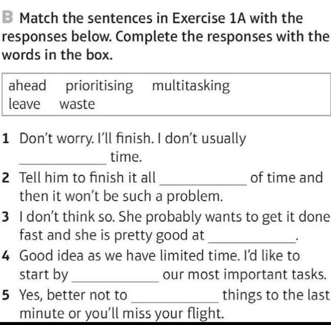 B Match the sentences in Exercise 1A with | StudyX