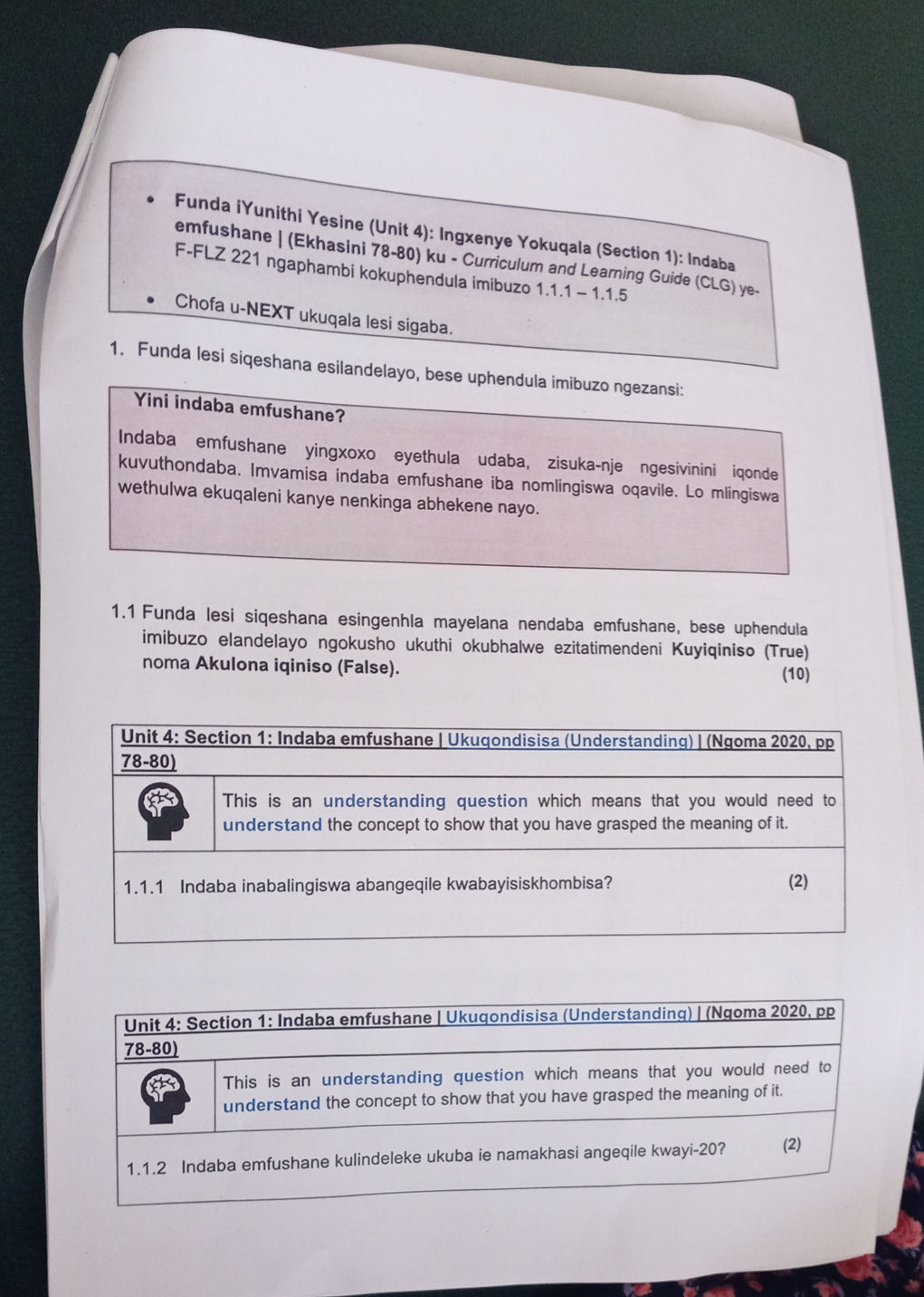 Funda iYunithi Yesine (Unit 4): Ingxenye | StudyX