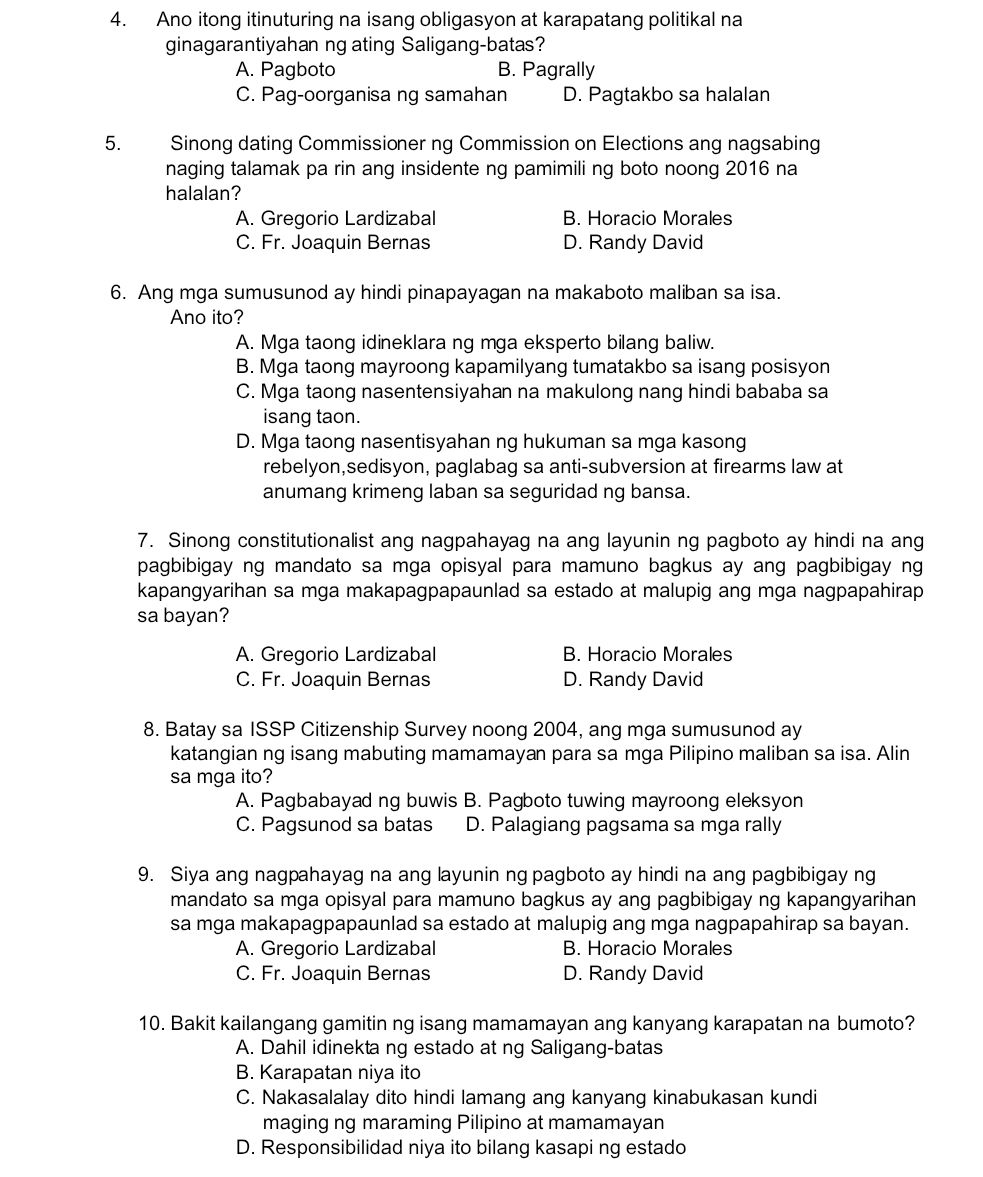 4. Ano itong itinuturing na isang obligasyon | StudyX