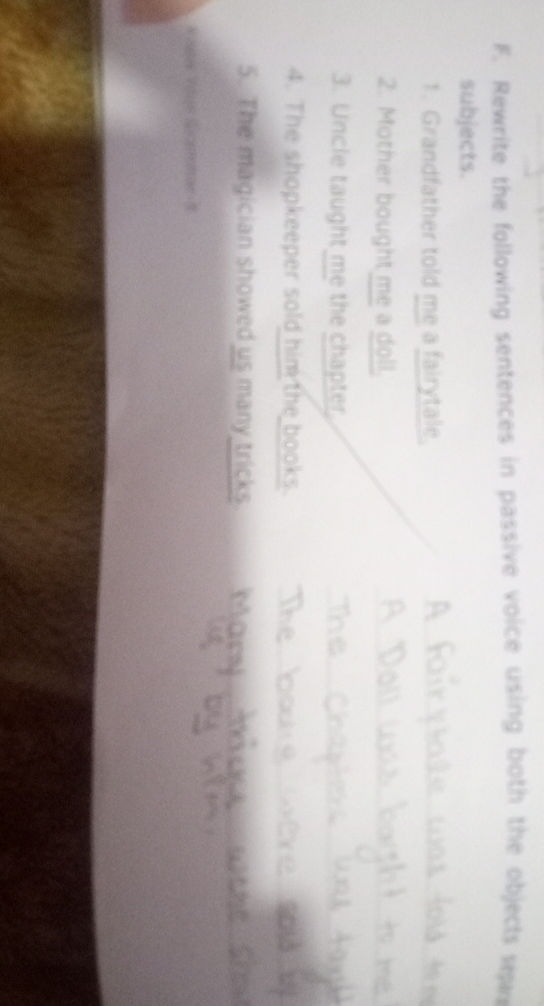 F. Rewrite the following sentences in | StudyX