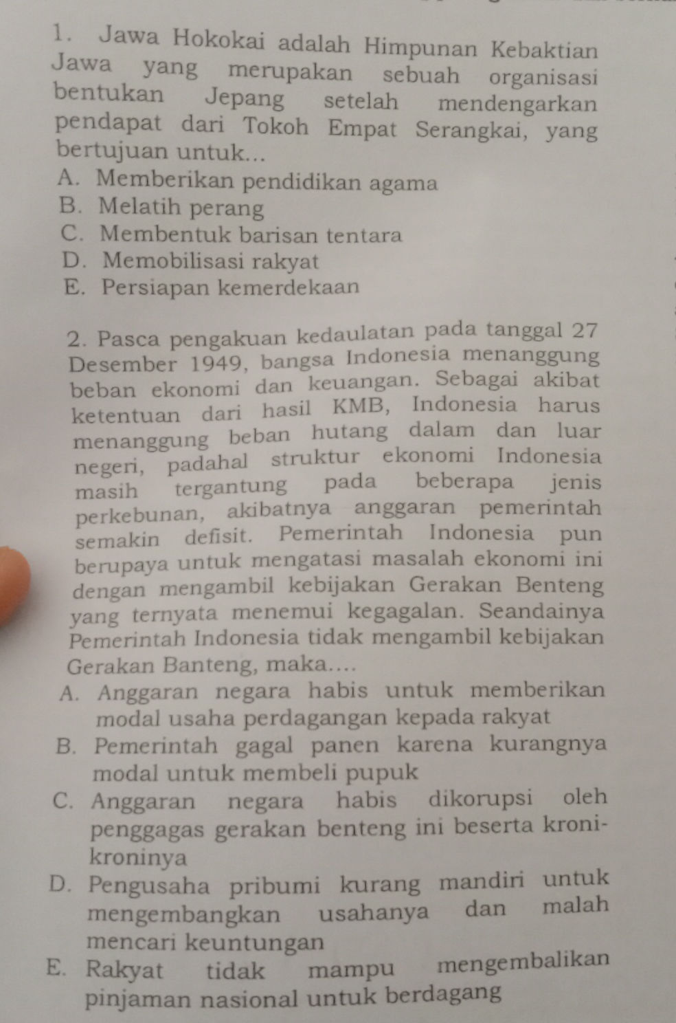1. Jawa Hokokai adalah Himpunan Kebaktian | StudyX