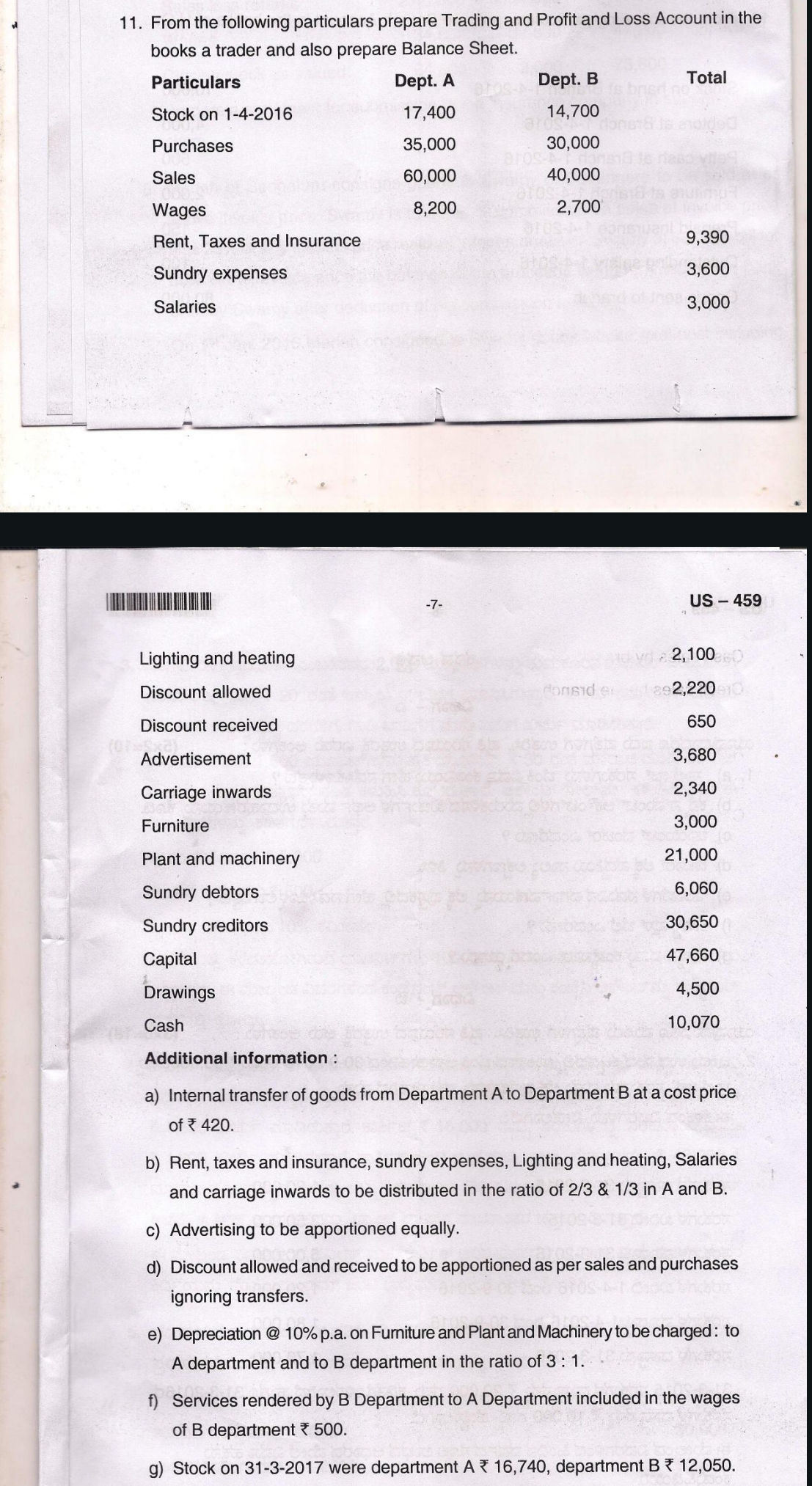 11. From the following particulars prepare | StudyX