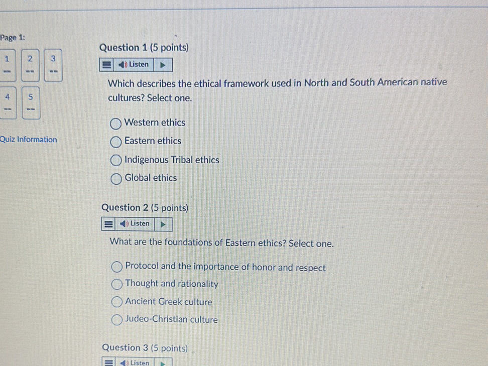 Question 1 (5 points) Which describes the | StudyX