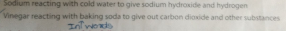 Sodium reacting with cold water to give | StudyX