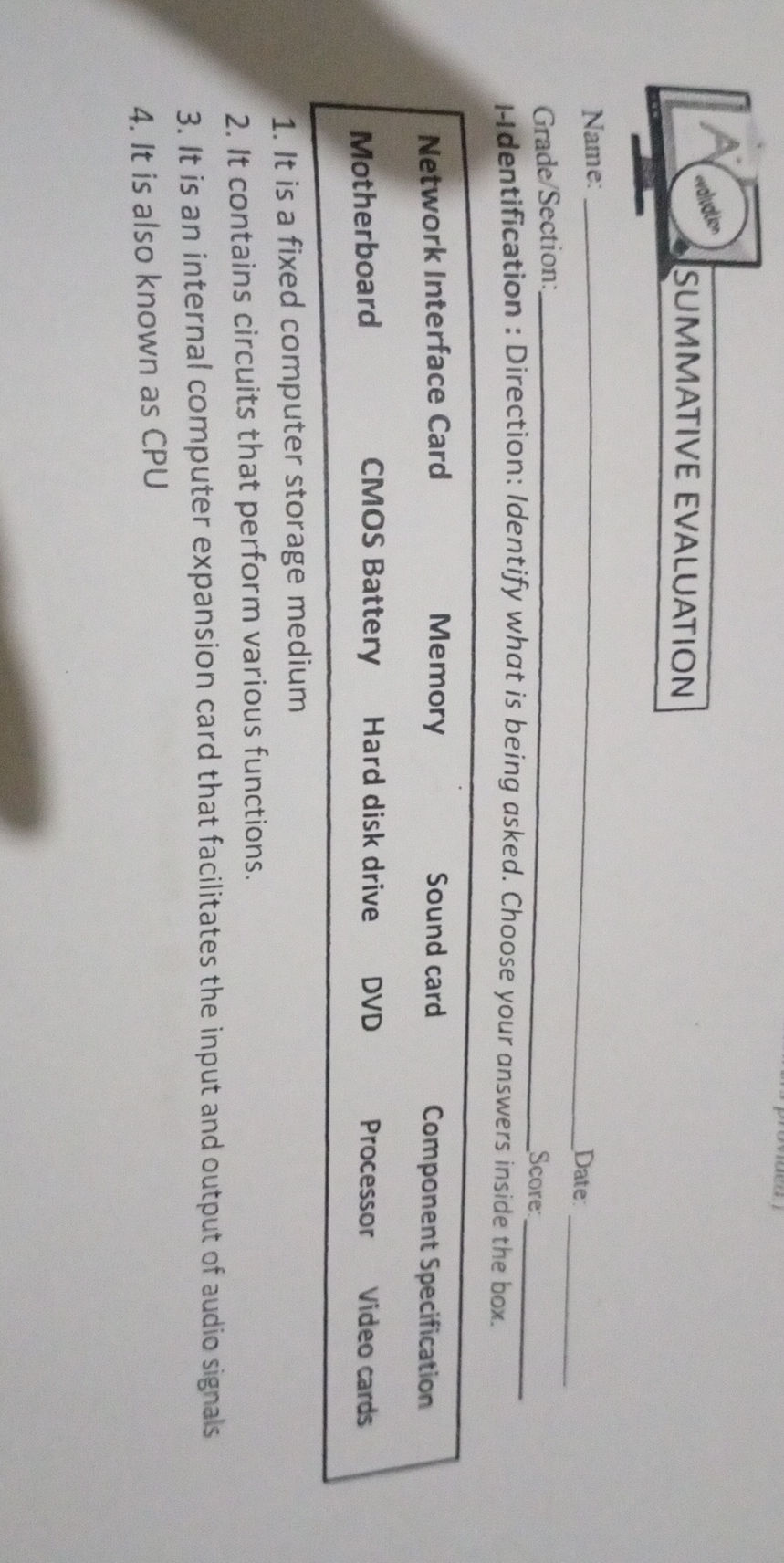 1-Identification: Direction: Identify what | StudyX