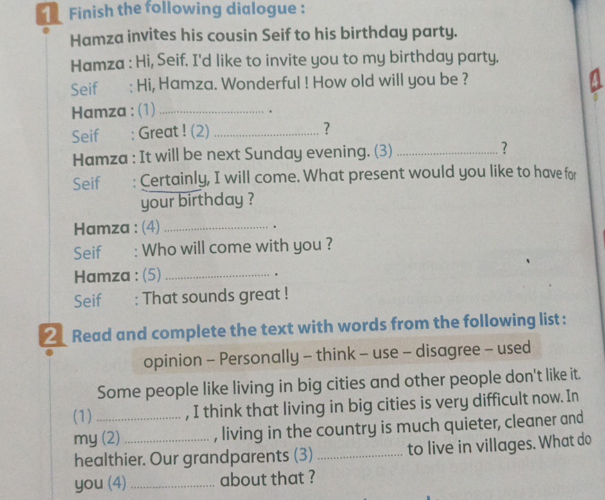 1 Finish the following dialogue: Hamza | StudyX