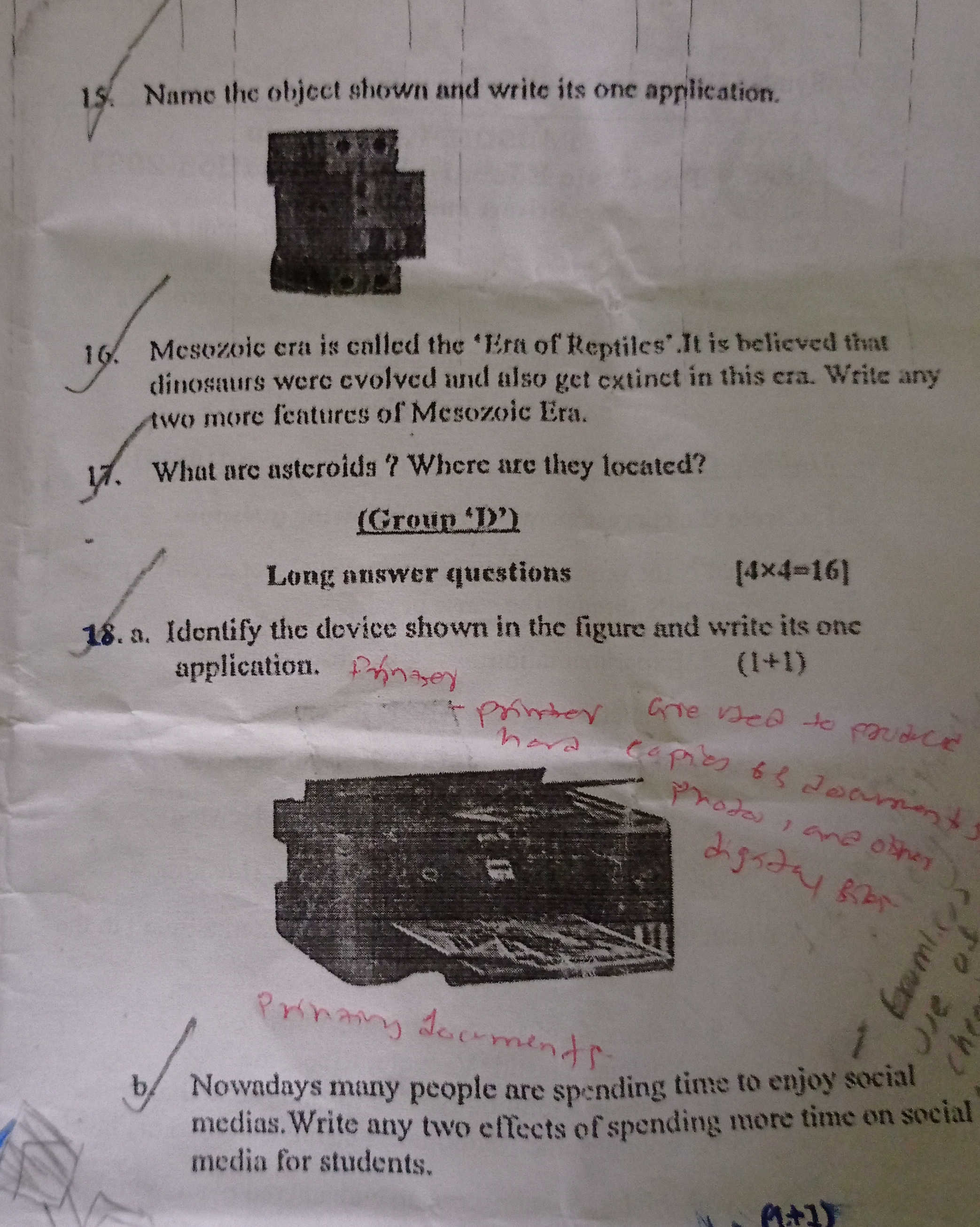 15. Name the object shown and write its one | StudyX